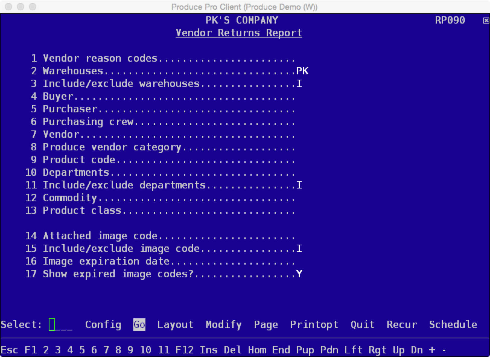 Vendor reason codes — To focus the report on returns with a particular ...