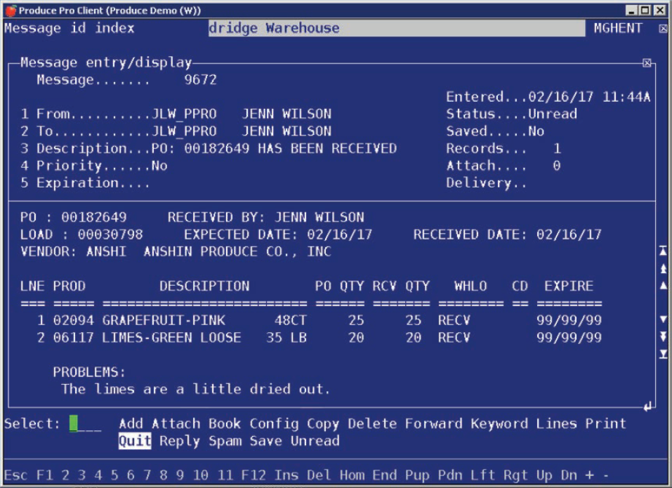 Also, when you have the purchase order header displayed on your screen ...
