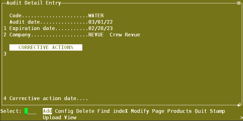 Select Audit and press Enter. This opens an interface where you can add ...