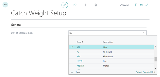 CAW - Set up catch weight