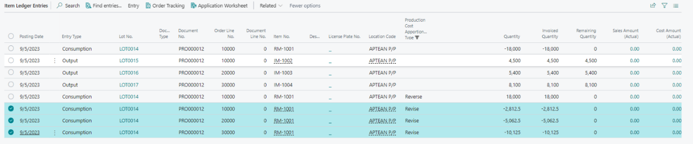 PCA - Reversing and revising consumption entries on finishing a ...