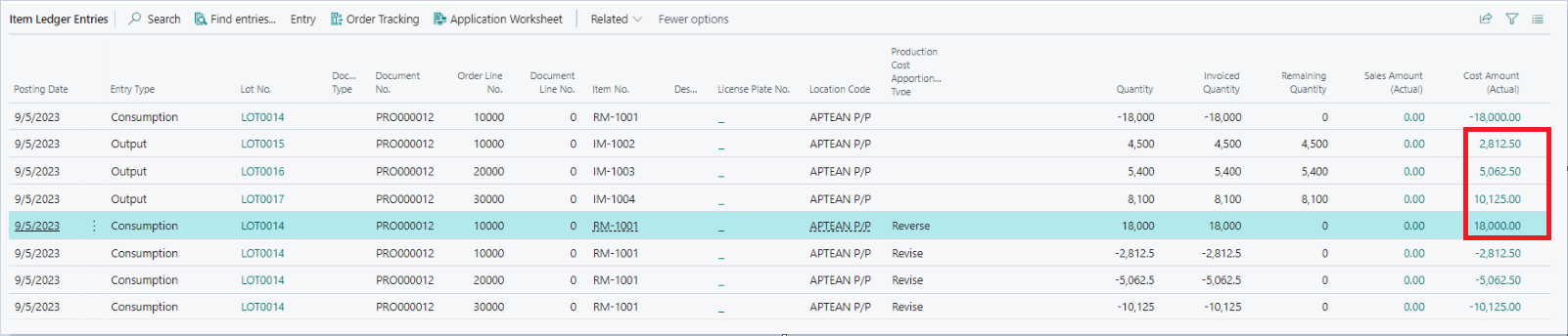 PCA - Reversing and revising consumption entries on finishing a ...