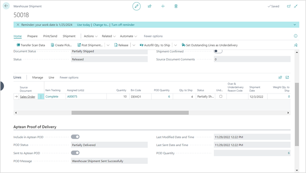 POD - Import the Shipment details onto the Business Central Warehouse ...